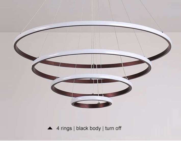 Modern LED Pendant Lights For Dining Room Black Rings Circle Living ...