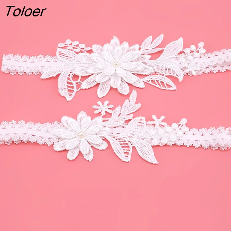 Toloer Garters Embroidery Floral Sexy Garters For Women Bride Thigh