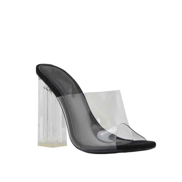 Clear Round Toe High Heels - Bronx