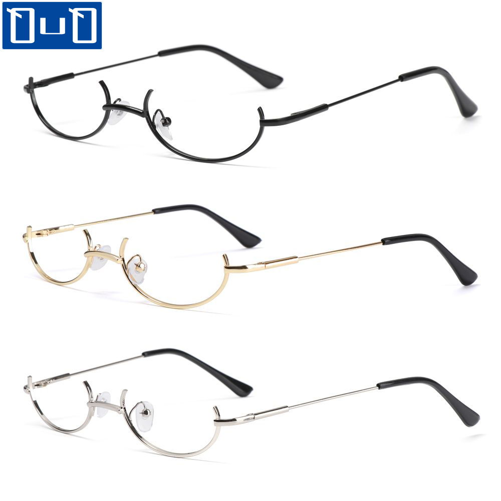 1PC Half Frames Glasses Frame Unisex Vintage Oval No Lens Optical ...