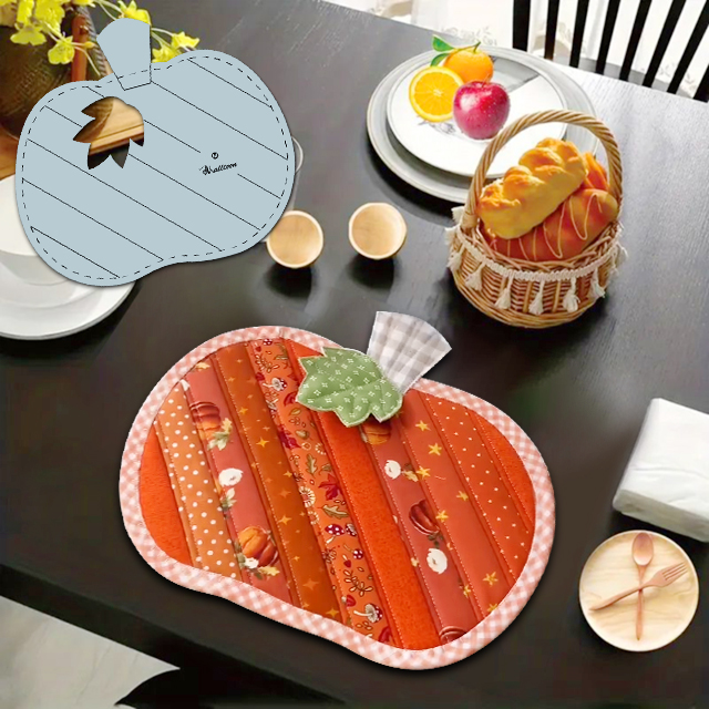 DIY Patchwork Pumpkin Placemat Sewing Template & Instructions