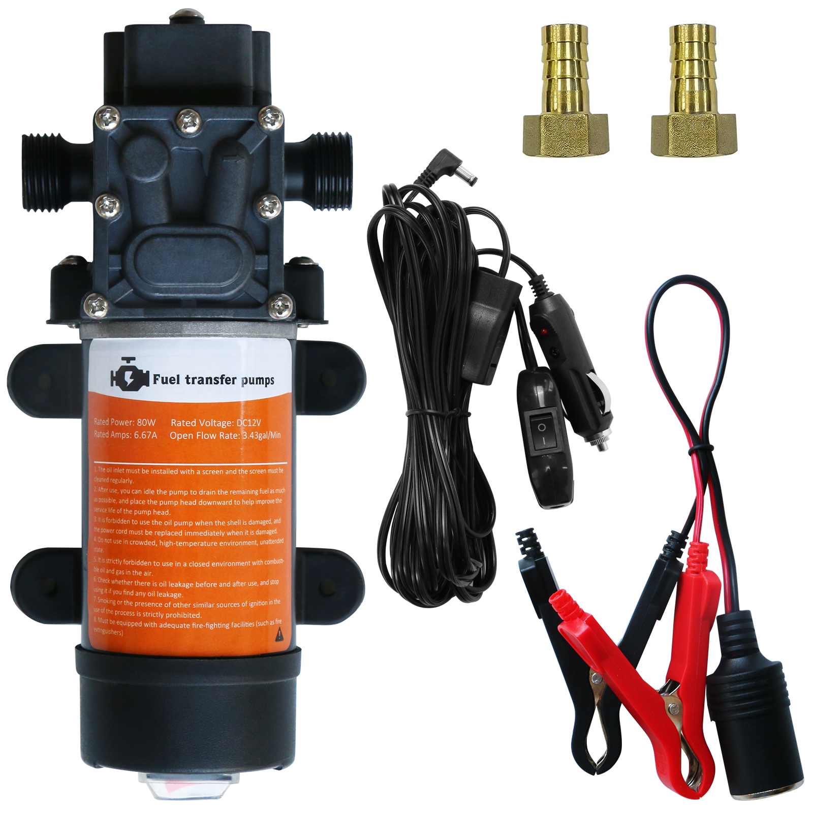 12V Fuel Transfer Pump Set, Moves Up to 120 Gallons of Gas or Diesel ...