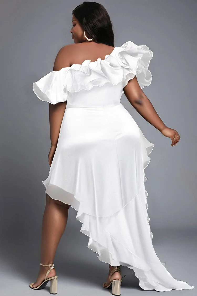 Xpluswear Design Plus Size Cocktail Party Black Oblique Collar Ruffle ... Xpluswear Design Plus Size Cocktail Party Black Oblique Collar Ruffle ...