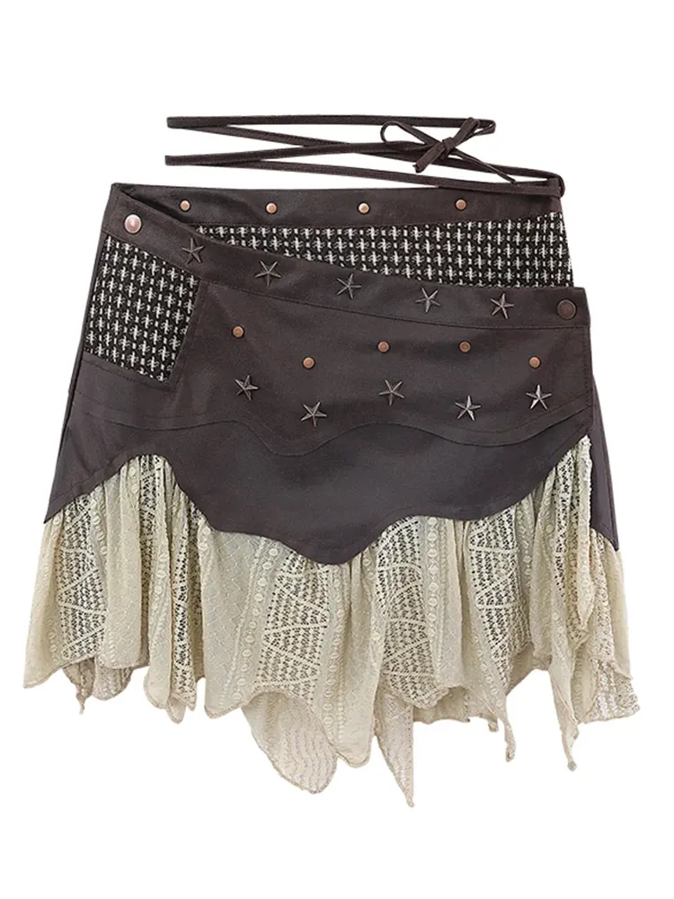 Uveng Women Gothic Harajuku Fashion Y2k Streetwear Mini Patchwork Skirt ...