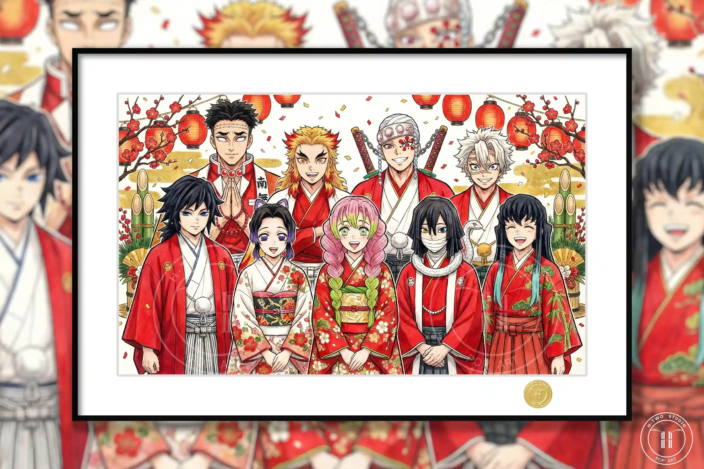 New Year Ver. Nine Hashira Decorative Painting - Demon Slayer: Kimetsu ...