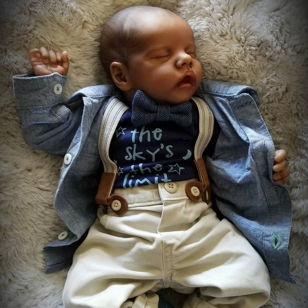 12" Mini Lifelike Cute Silicone Reborn Black Baby Boy Doll