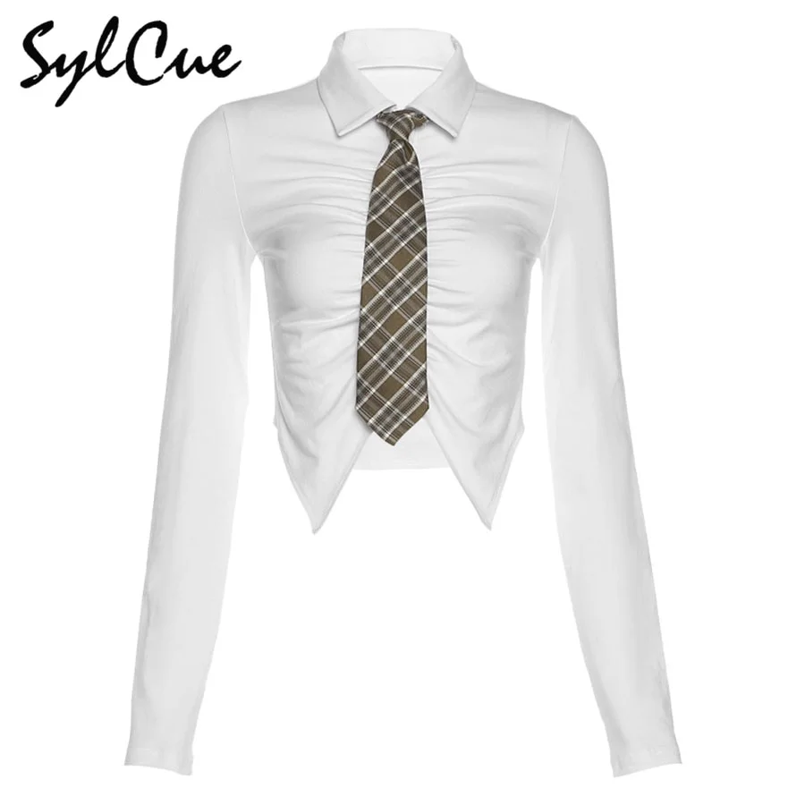 Churchf Retro College Style Sexy Hot Silmming Was Thin Check Tie Collocation White Dovetail ...