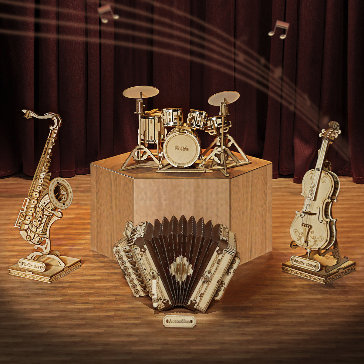 Wooden Assembled Musical Instruments Desktop Small Ornaments DIY | 168DEAL