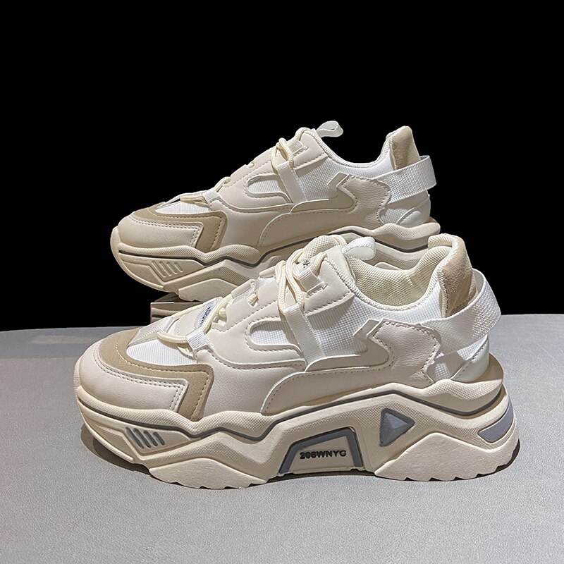 Yyvonne Sneakers Shoes Women Autumn Breathable Trending Beige Chunky ...