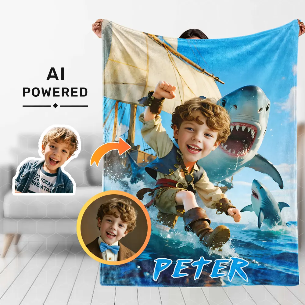 Custom Blanket Ai Powered Pirate Captain Adventure Dark Waves Deep Sea ...