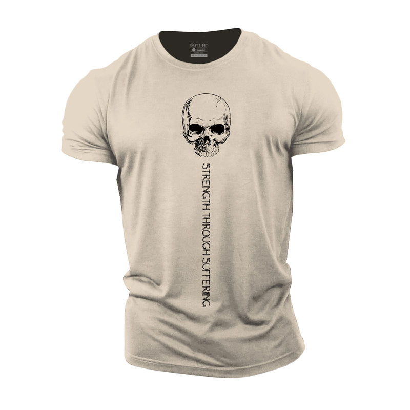 Cotton Skull Strength Graphic Workout Men's T-shirts