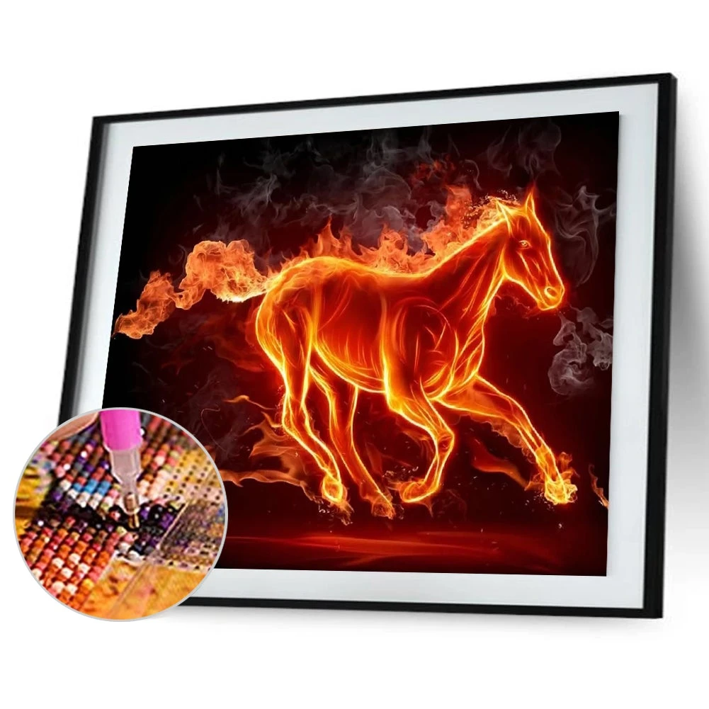 Fire Horse 40*30CM(Canvas) Full Square Drill Diamond Painting