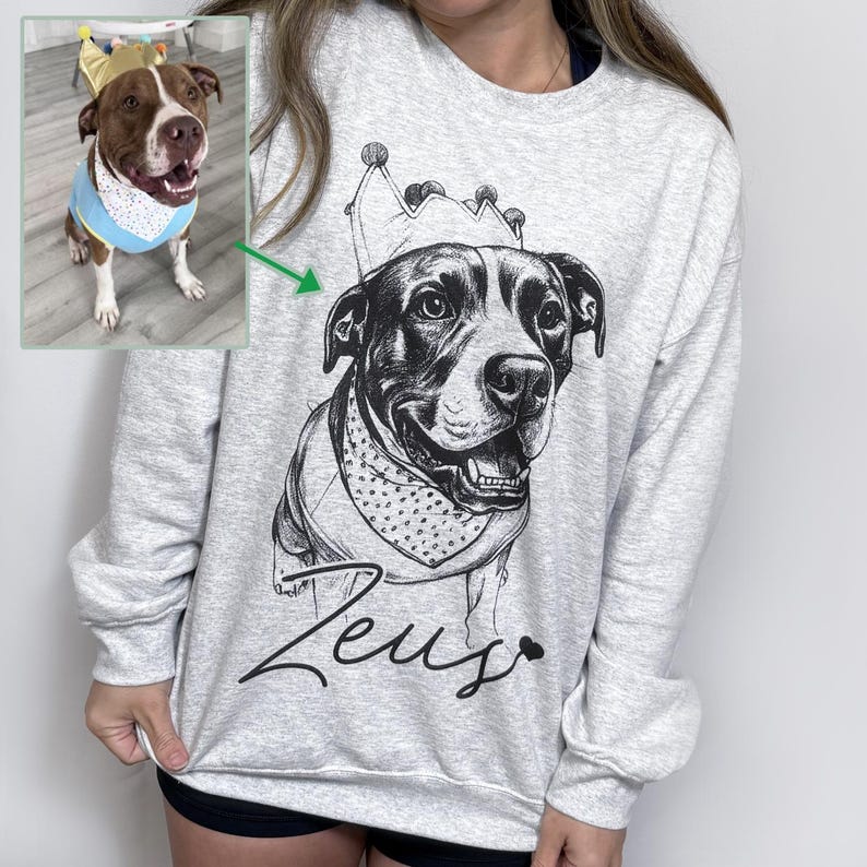 Custom Pet T-Shirt with Photo & Name, Personalized Pet Portrait Tee for ...
