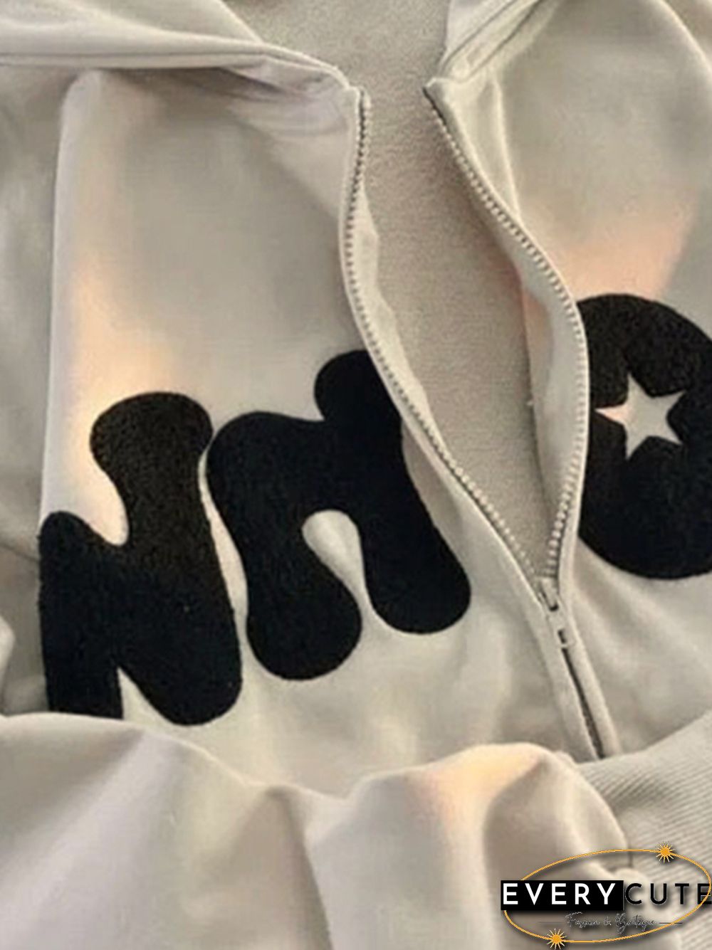 Flocking Letter Print Oversized Hoodie