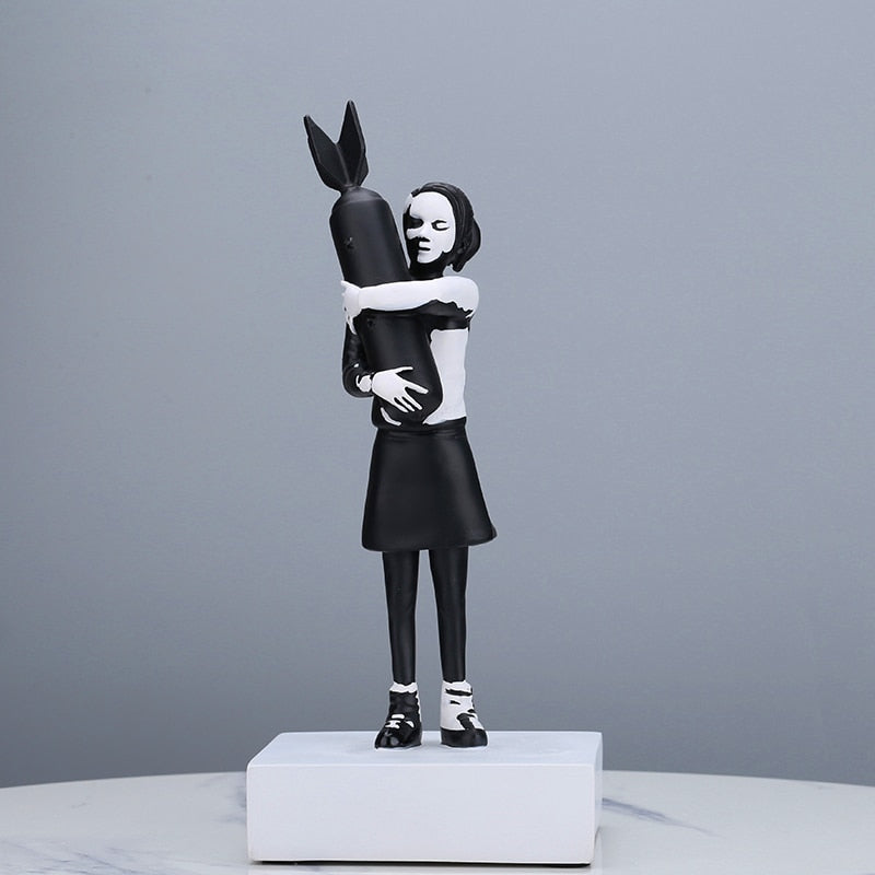 Modern Bomb Hugger Banksy Sculpture Bomb Girl Street Art Resin Statue ...
