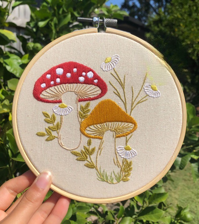 Mushroom Garden Embroidery Kit | Hand Embroidery | Mushroom Embroidery ...