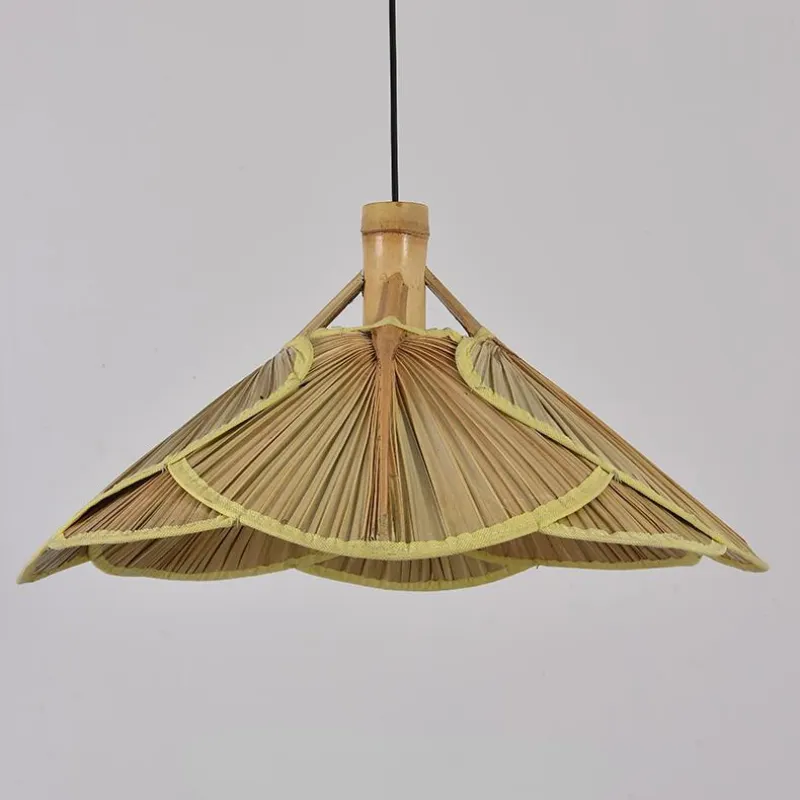 Arturest Bamboo Leaves Fan Pendant Lights Lampshade For Dining Room