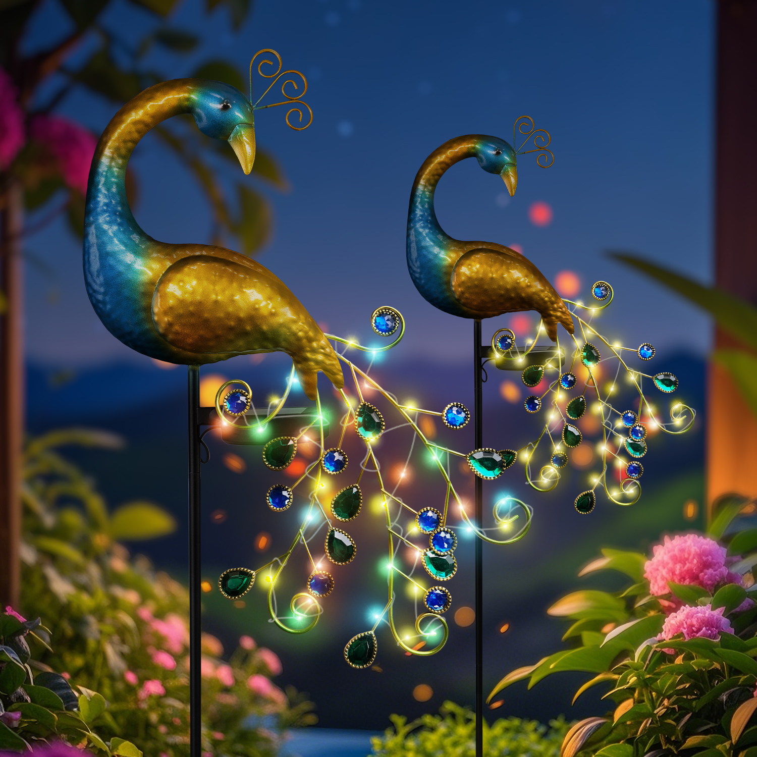 Solar Peacock Stake Light - Elegant Iron Art Outdoor Decor with Warm ...