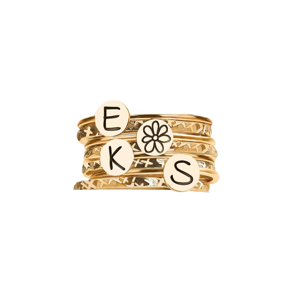 Stackable Initial Rings | Personalized Letter Monogram Stacking Family ...