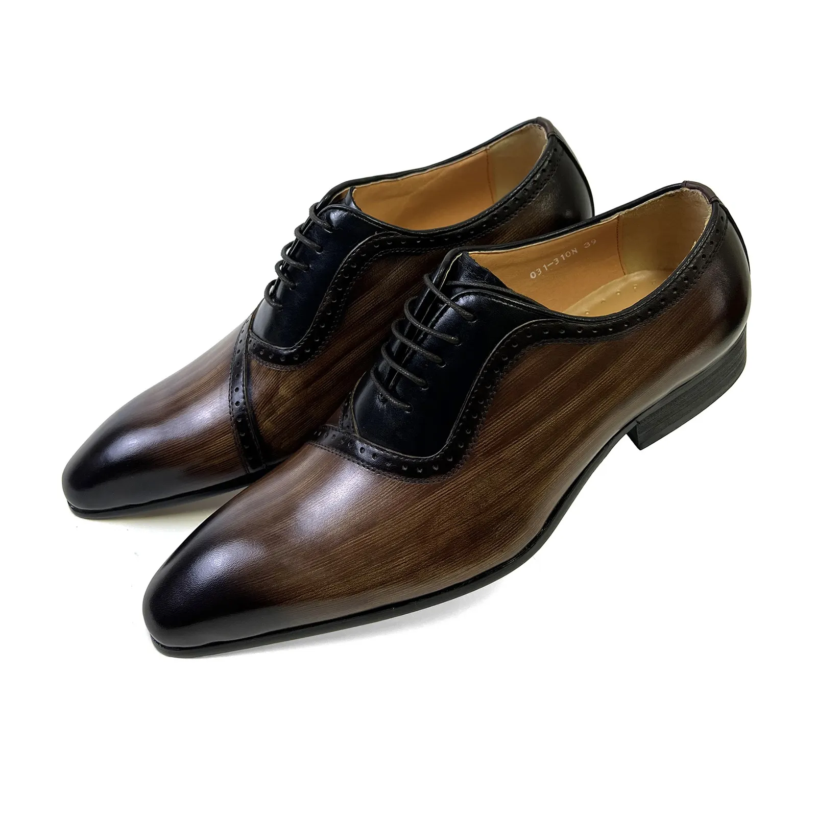 Italian Mens Oxford Shoes Leather Blue Black Lace-Up Suit Dress Shoes ...