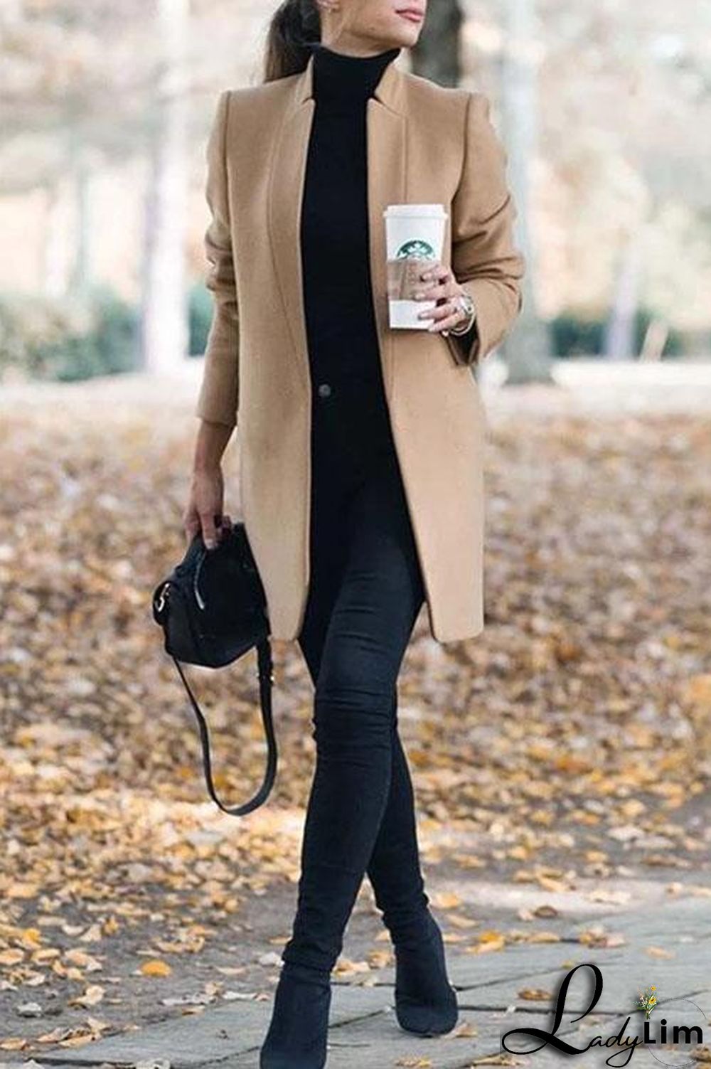 Stand Collar Barret Long Coat - Ladylim