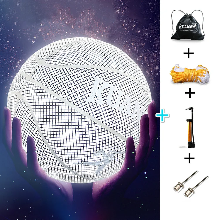 Creative Reflective Glowing No. 7 Basketball Fancy Rainbow Blue Ball ...