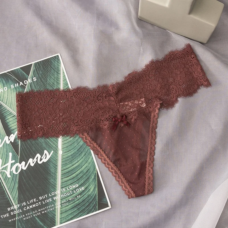 Uaang Lace Thong Womens Panties Seamless T Panty Mesh Underpant Floral ...