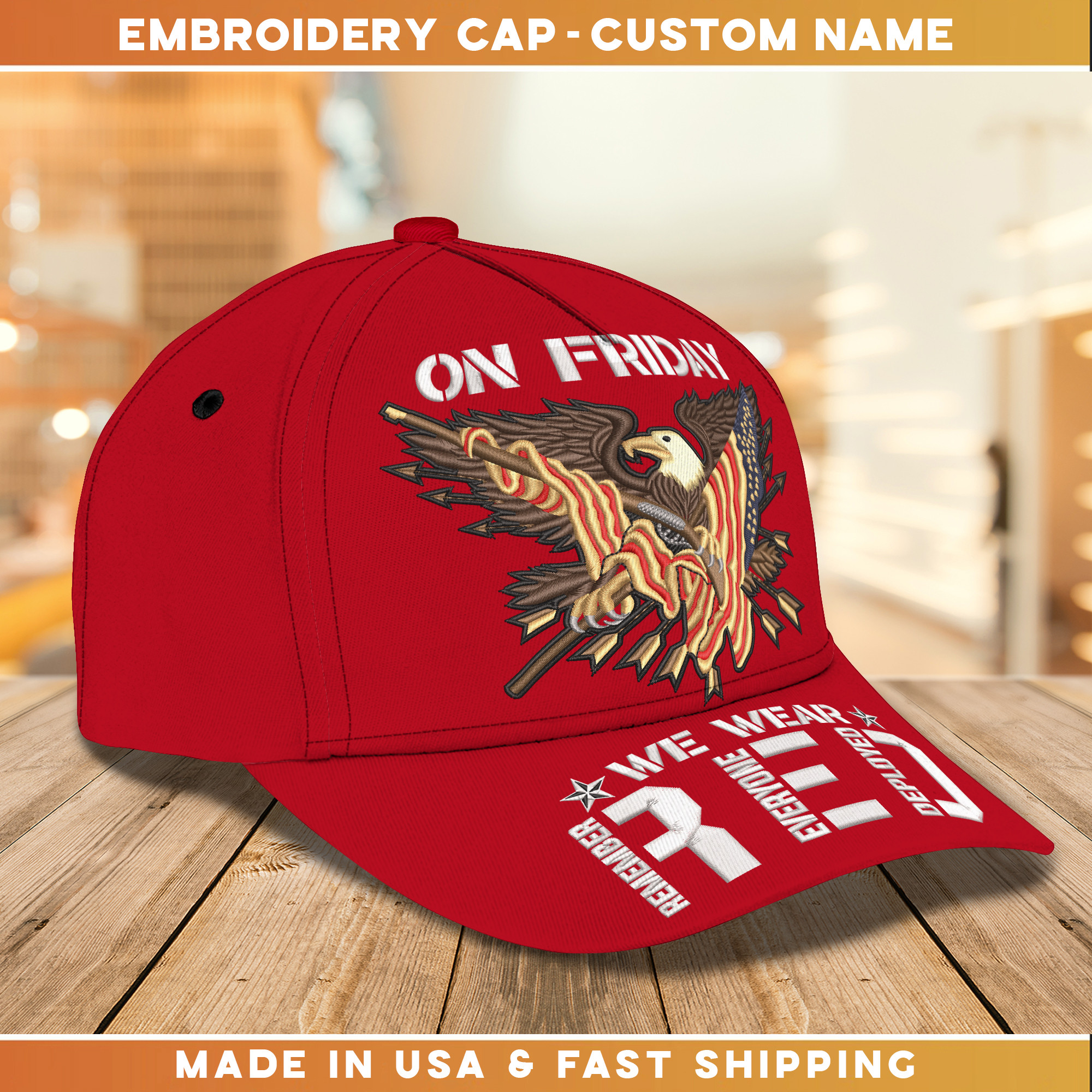 Embroidery Cap - Personalized Red Friday: Wear Red, Show Your Patriotism