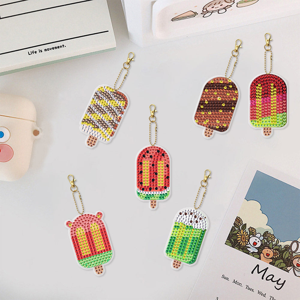 DIY Diamond Painting Keychain | Ice cream | 6 Piece Set