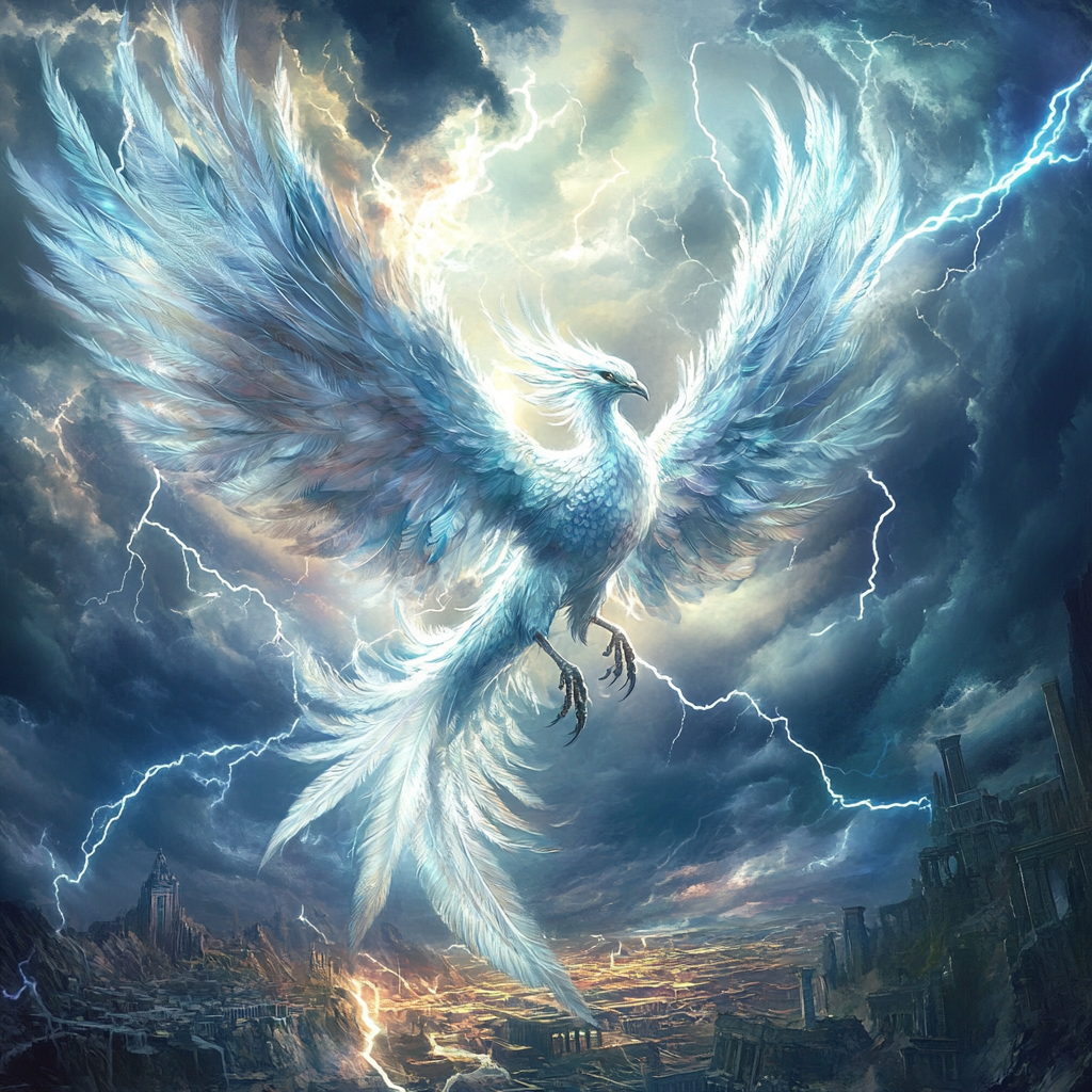 Silver Phoenix Rising - Diamond Painting