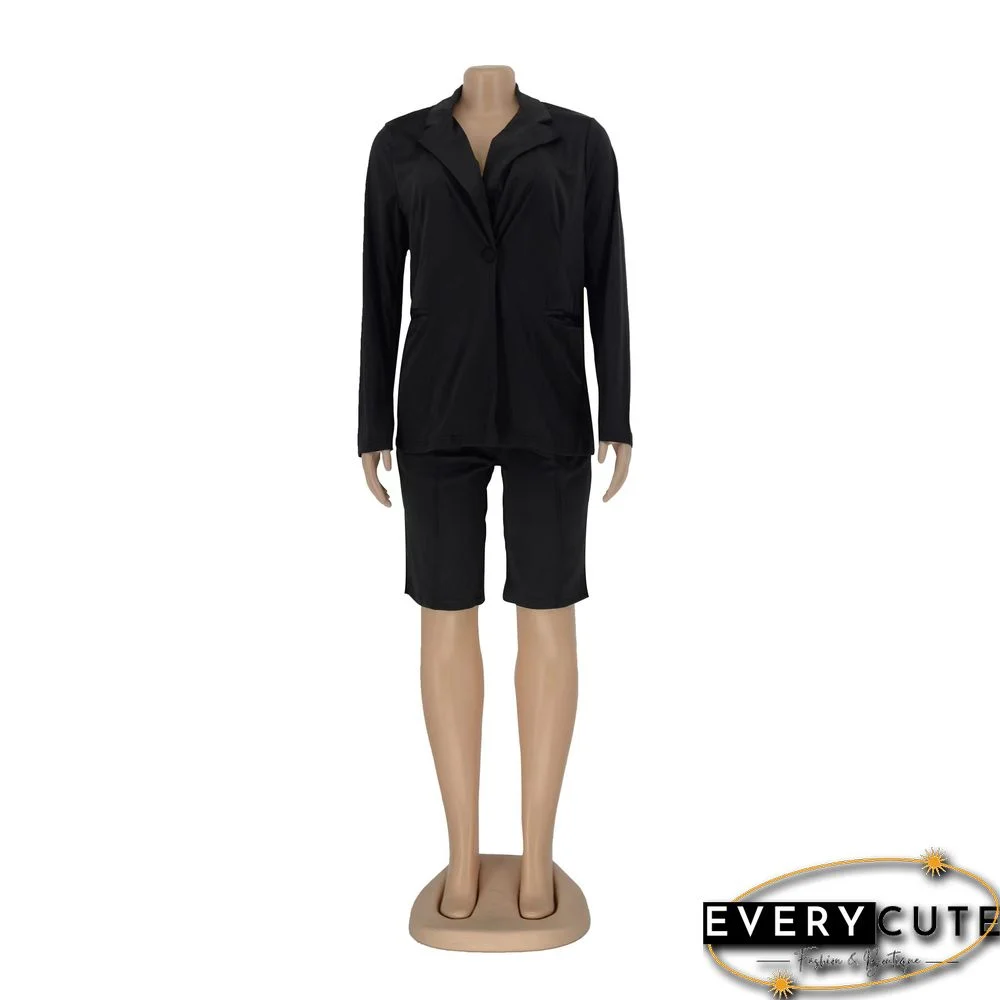 Wholesale Solid Color Office Lady Blazer Two Piece Shorts Suit Online