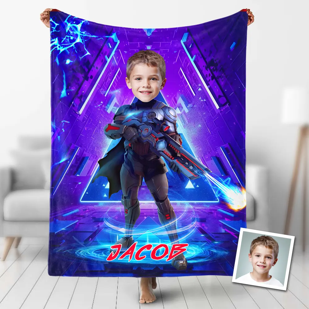 Custom Blankets Personalized boy and gun Blanket