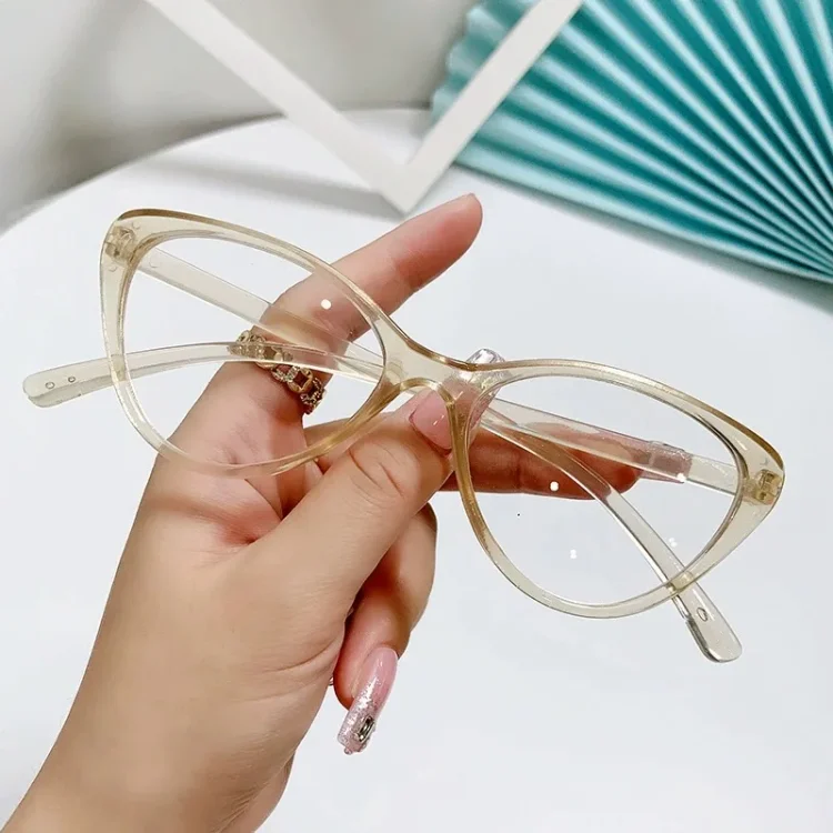 Vintage Cat Eye Glasses Women Y2K Triangle Frame Eyeglasses Anti-blue ...