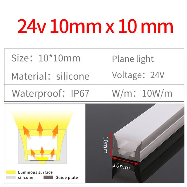 12/24v Flexible Waterproof Silicone LED Light Strip Silica Gel Soft ...