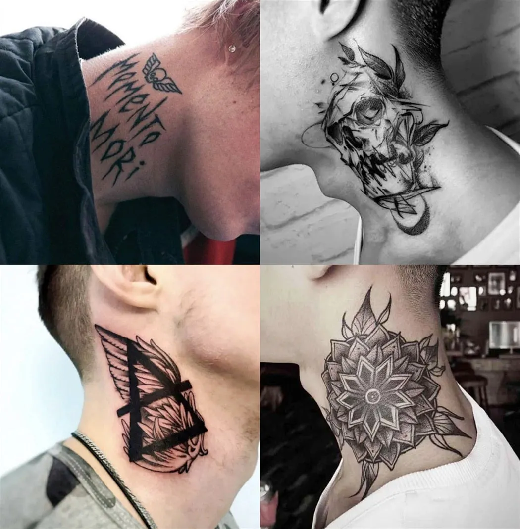 6 Sheets The Darkness Series Black Neck Temporary Tattoo Stickers Dark ...