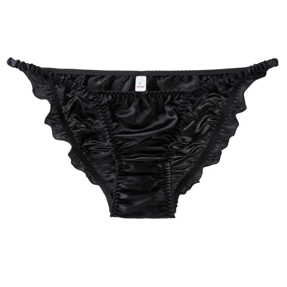 100% Mulberry Silk Panties Extra Fine Silk Ruffle Briefs