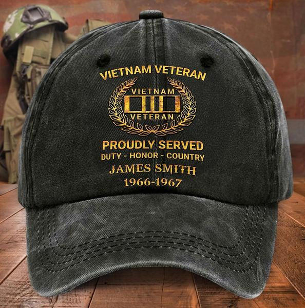 Men's Virtnam Veteran Pattern Washed and Distressed Hats