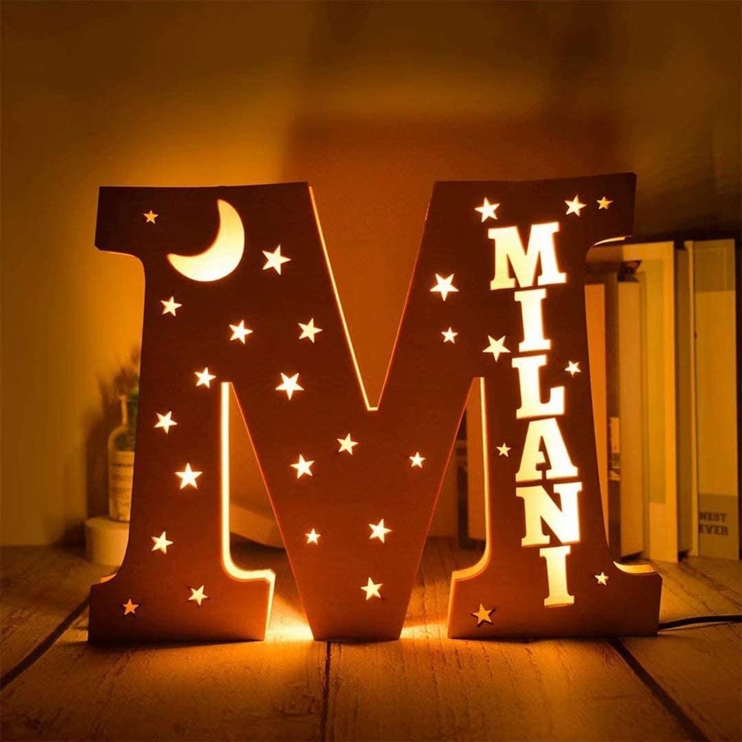 Lampe de chevet LED 26 lettres prénom personnalisé