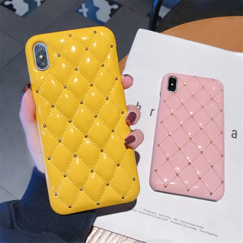 Luxury Quilted and Bejewelled Leather Bling Phone Case
