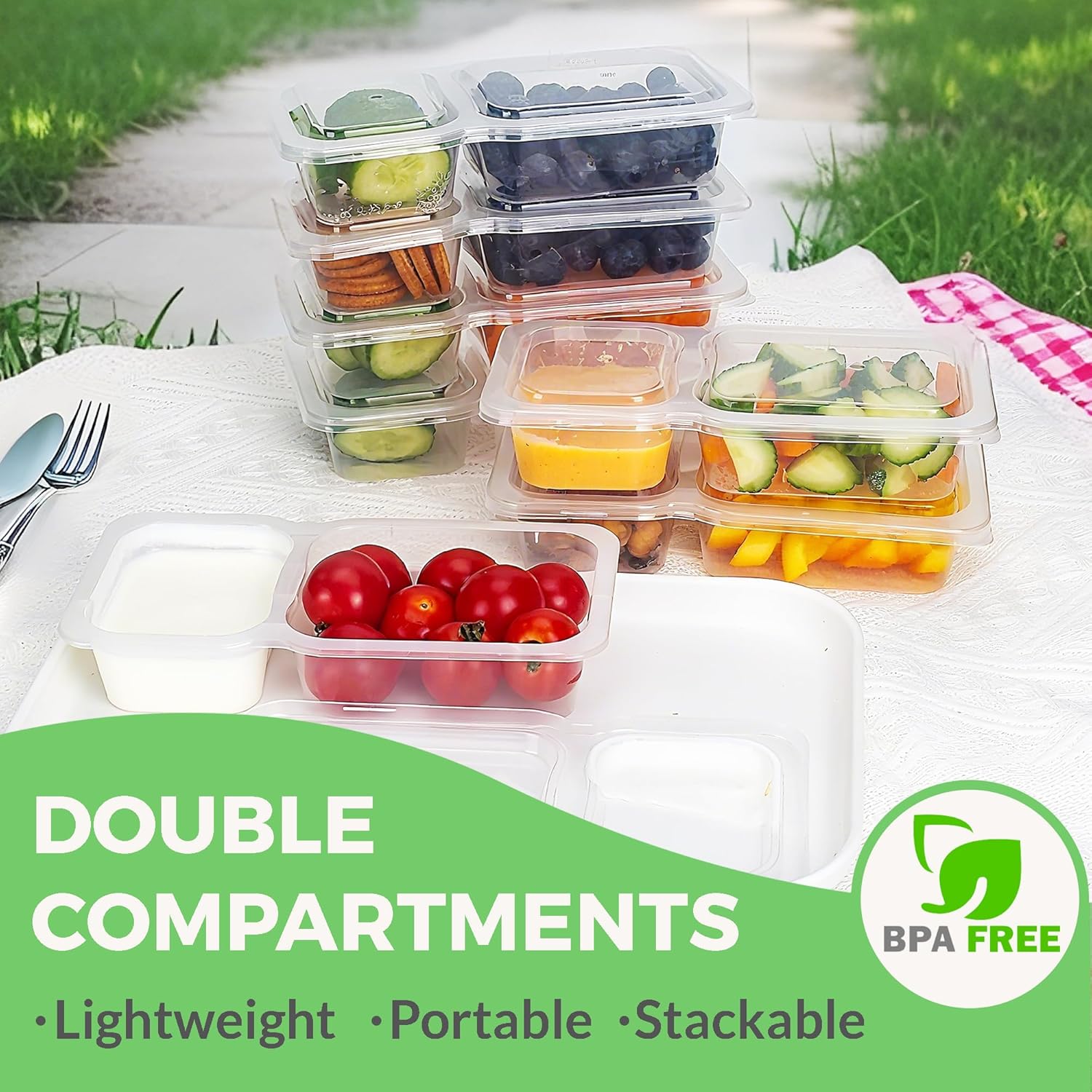 Saker® Two Compartment Snackle Box Container