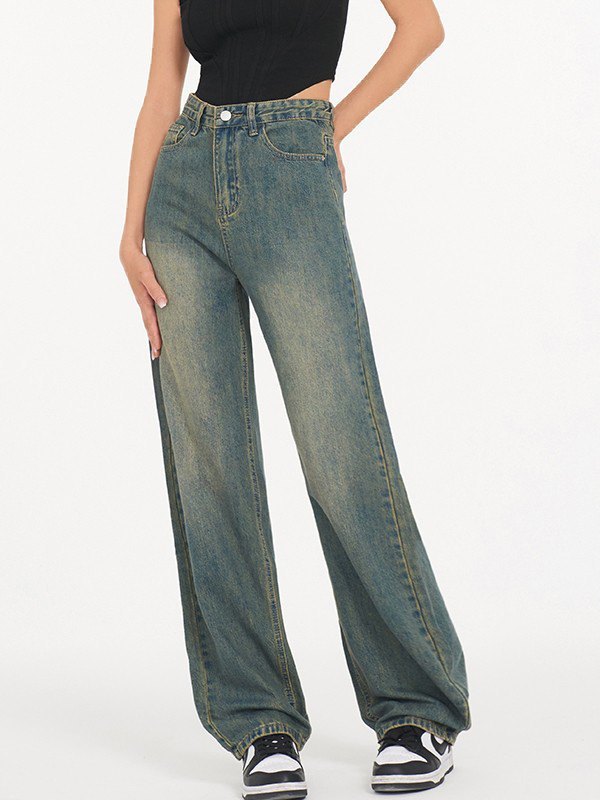 FineGina Vintage Denim Straight Leg Boyfriend Jeans