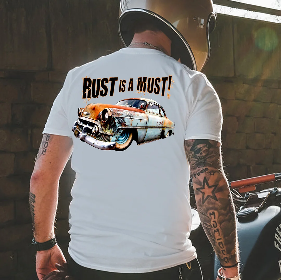 RUST IS A MUST Classic Car Print Men's T-shirt