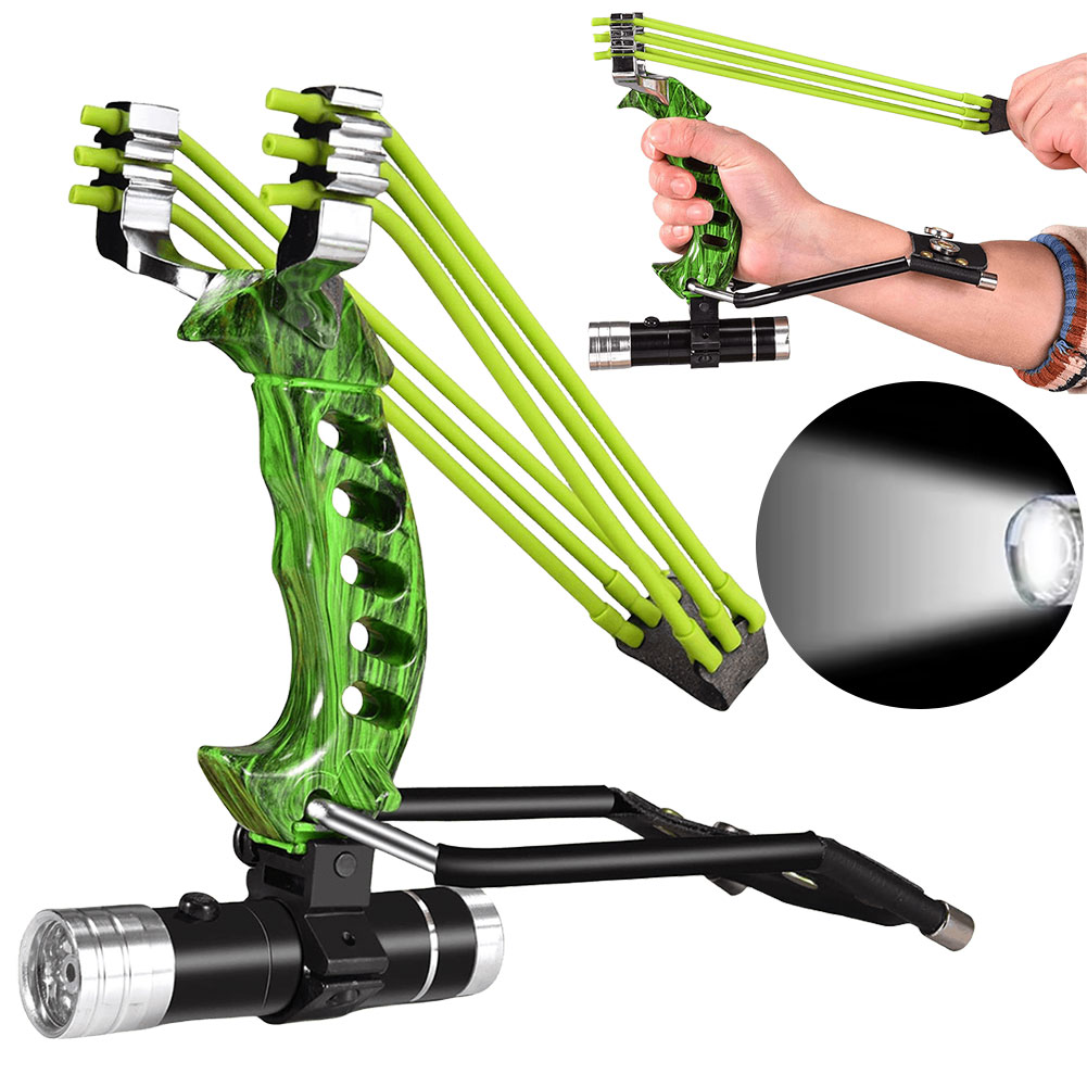 Metal Foldable Slingshot Adjustable Rocket Slingshot for Hunting (A)
