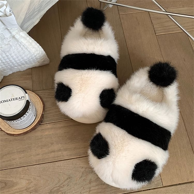 Kawaii Fleece Panda Home Slippers ME53