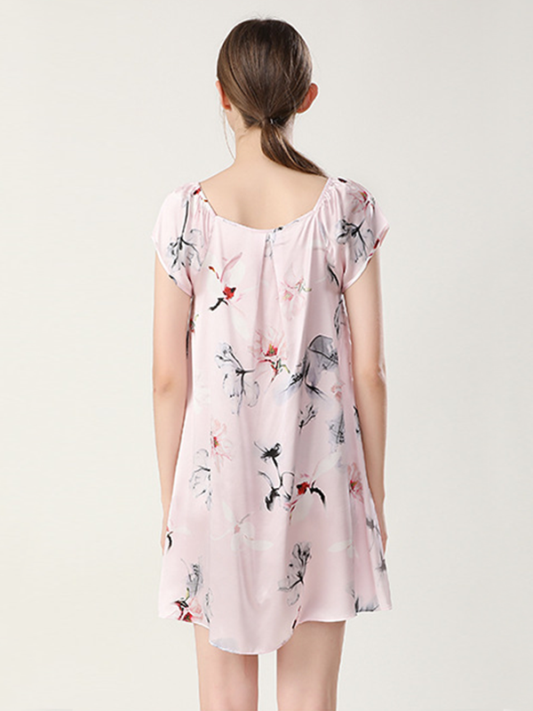 Realsilklife | Pink Fancy Pure Silk Nightgown For Women