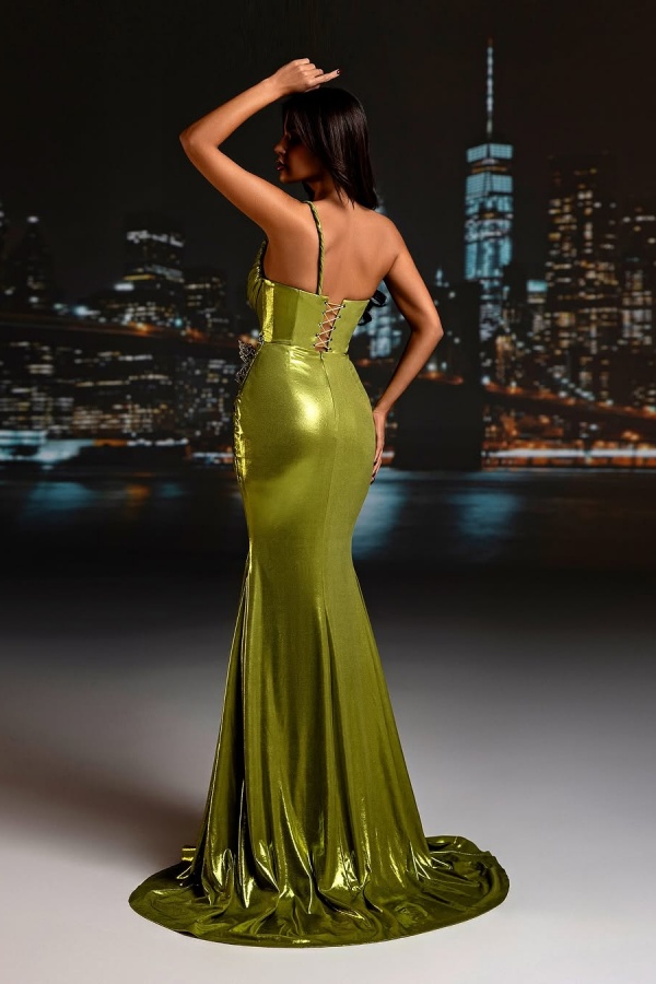 Daisda One Shoulder Long Mermaid Prom Dress with Sequins
