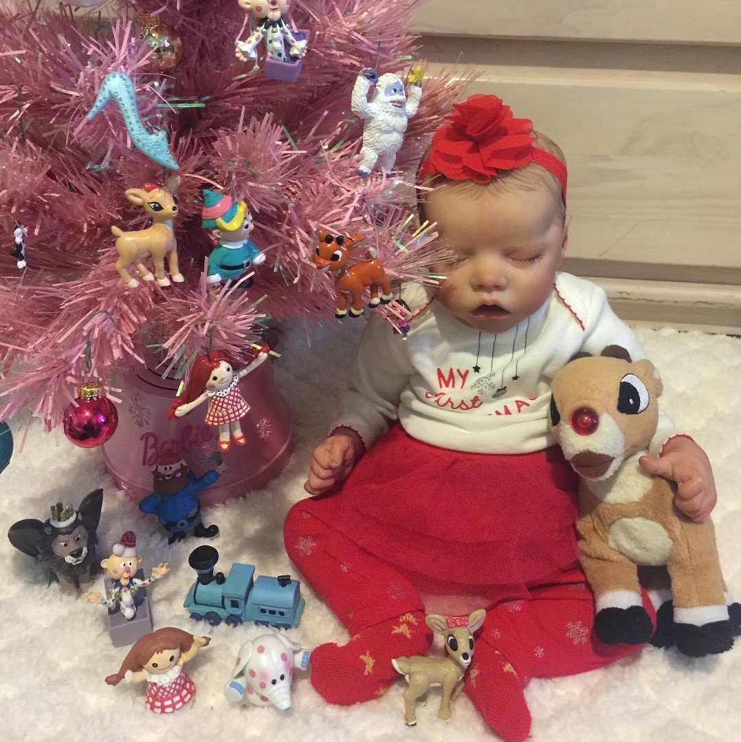 [Christmas Specials]17"Cute Lifelike Handmade Silicone Sleeping Reborn ...