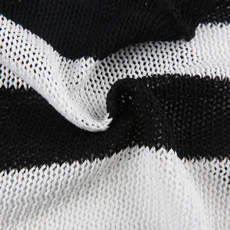 CONTRAST STRIPED CUT OUT KNIT SMOCK