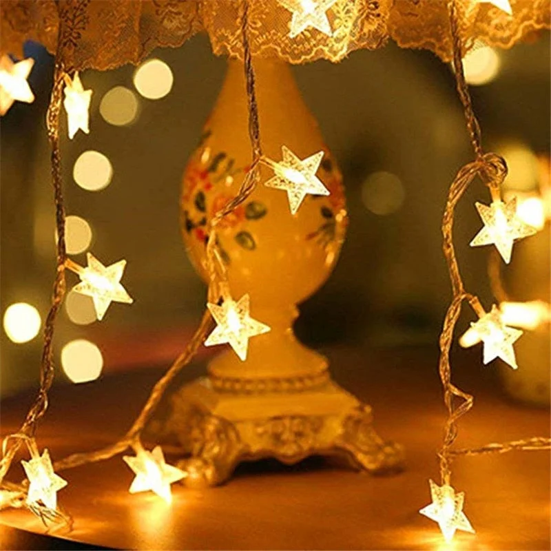 10/20/40/50 LED Star Light String Twinkle Garlands Battery Powered ...