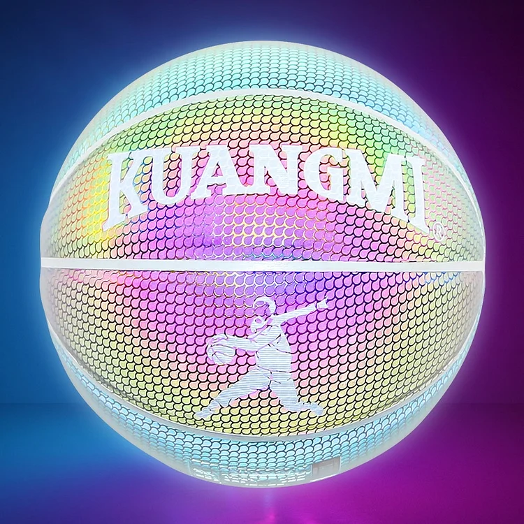 Creative Reflective Glowing No. 7 Basketball Fancy Rainbow Blue Ball ...